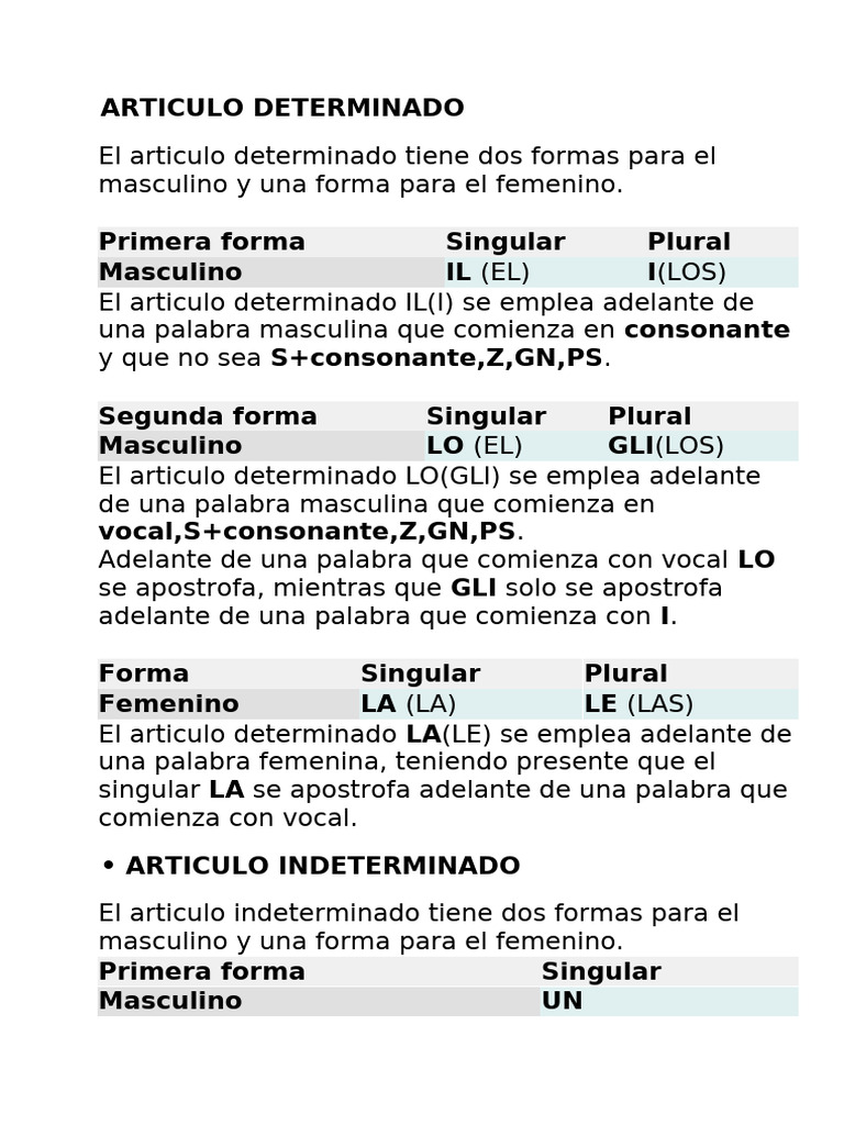 Articulo Determinado | PDF