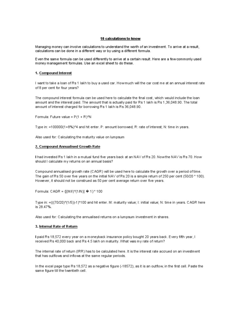 10 Calculations | PDF