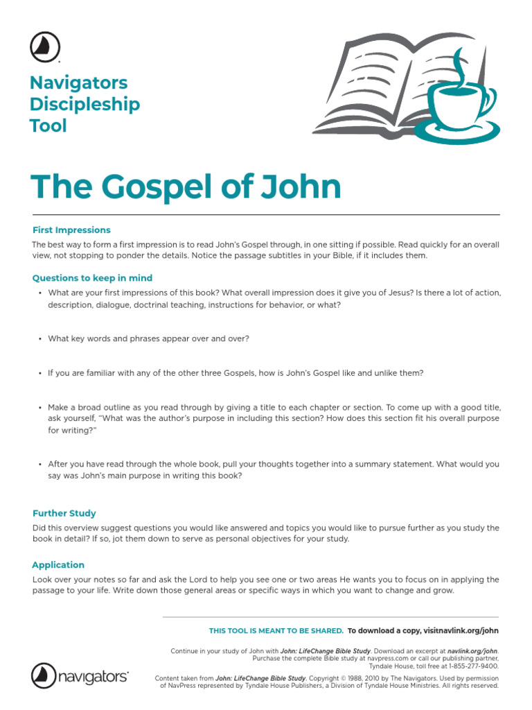 The Gospel of John: Navigators Discipleship Tool | PDF