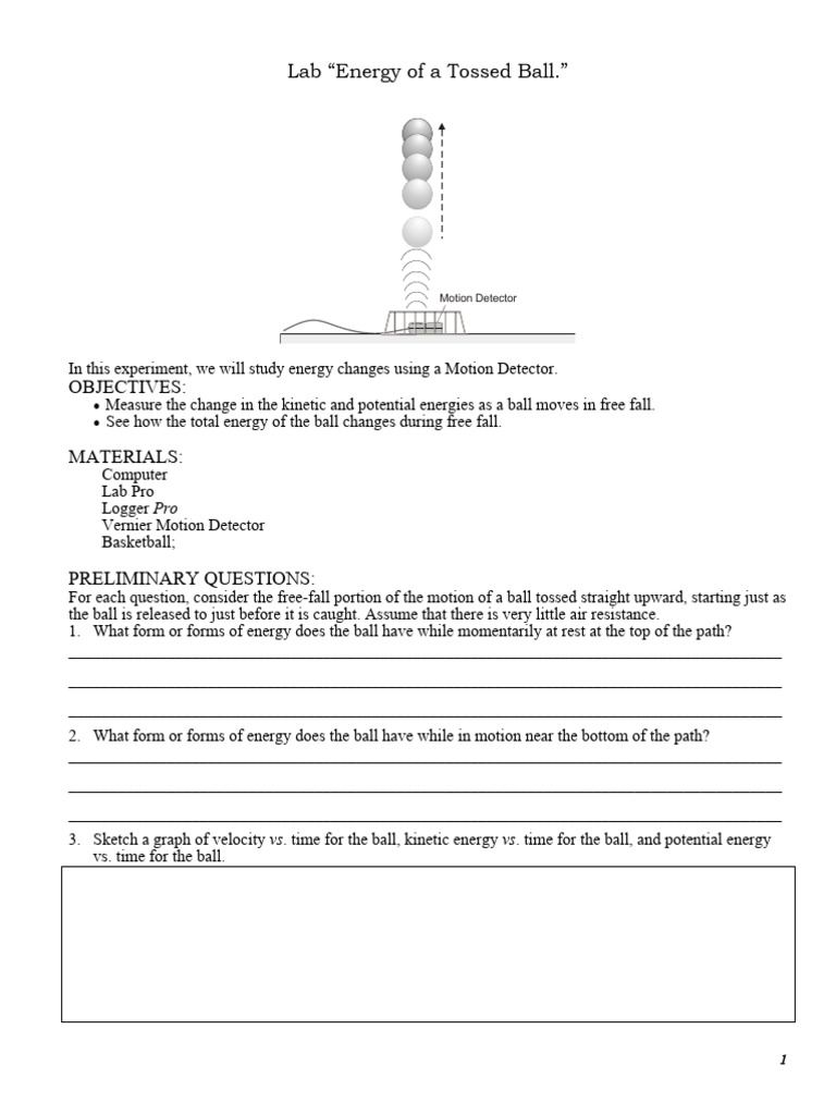 Lab Energy of A Tossed Ball | PDF | Velocity | Potential Energy