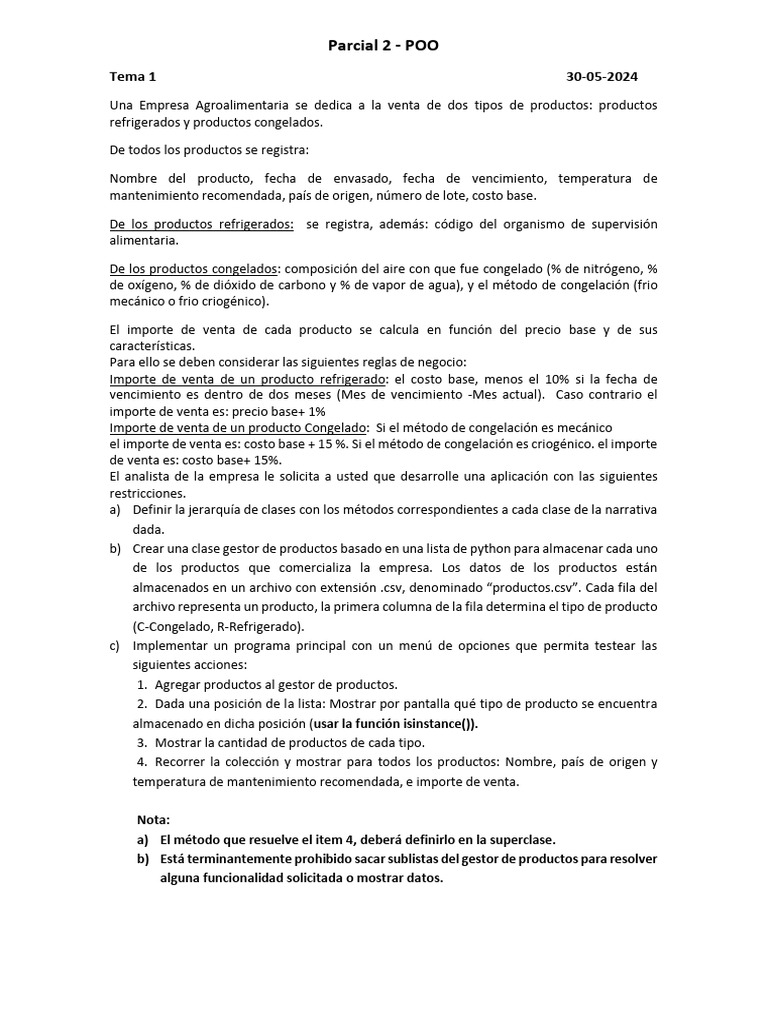 Parcial de POO - Tema 1 | PDF