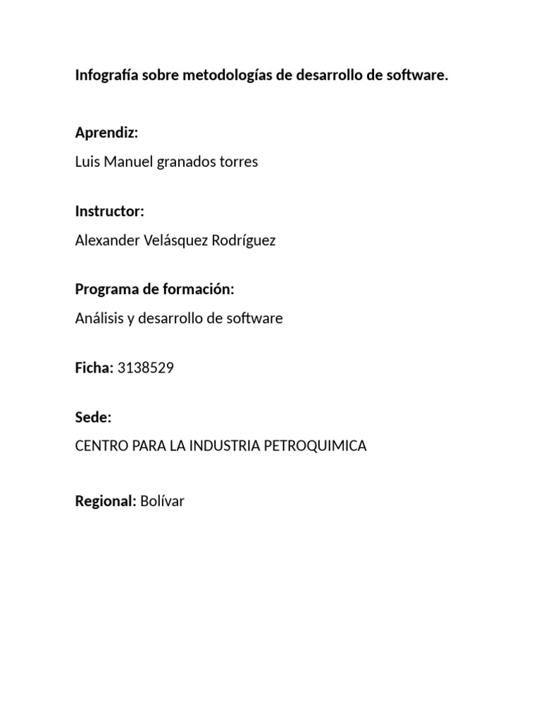Infografía Sobre Metodologías de Desarrollo de Software. GA1-220501093 ...