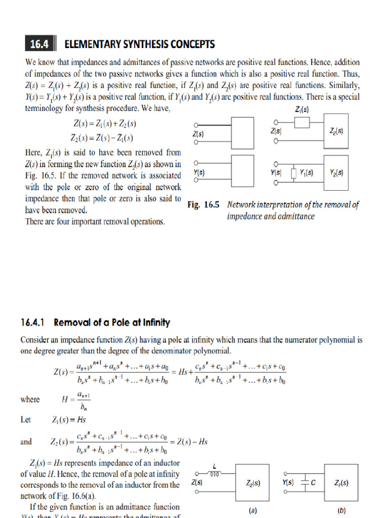 Ele 316 - Lecture4 - Network Synthesis 3 - Elementary Synthesis Concept | PDF