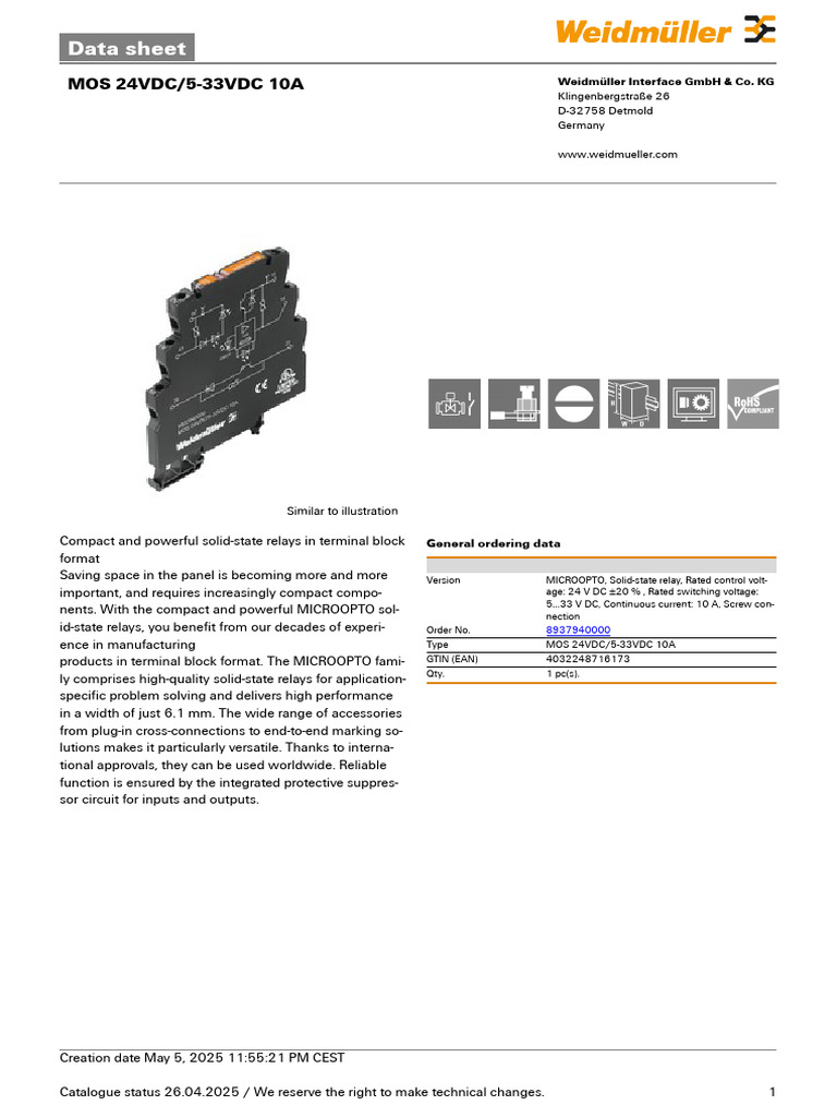 MOS 24VDC 5-33VDC 10A en | PDF | Mosfet | Relay