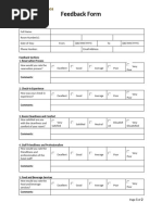 Hotel Guest Feedback Form Template | PDF