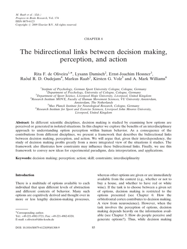 The Bidirectional Links Between Decision Making Pdf Perception Decision Making