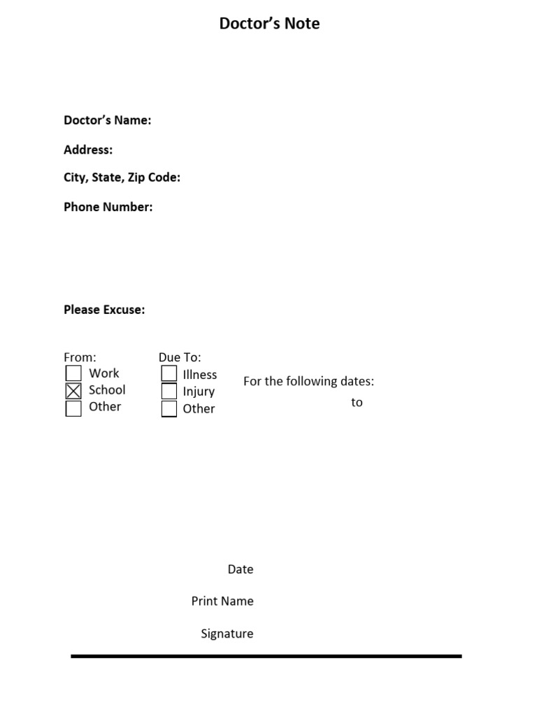 Piedmont Doctor's Note Template | PDF