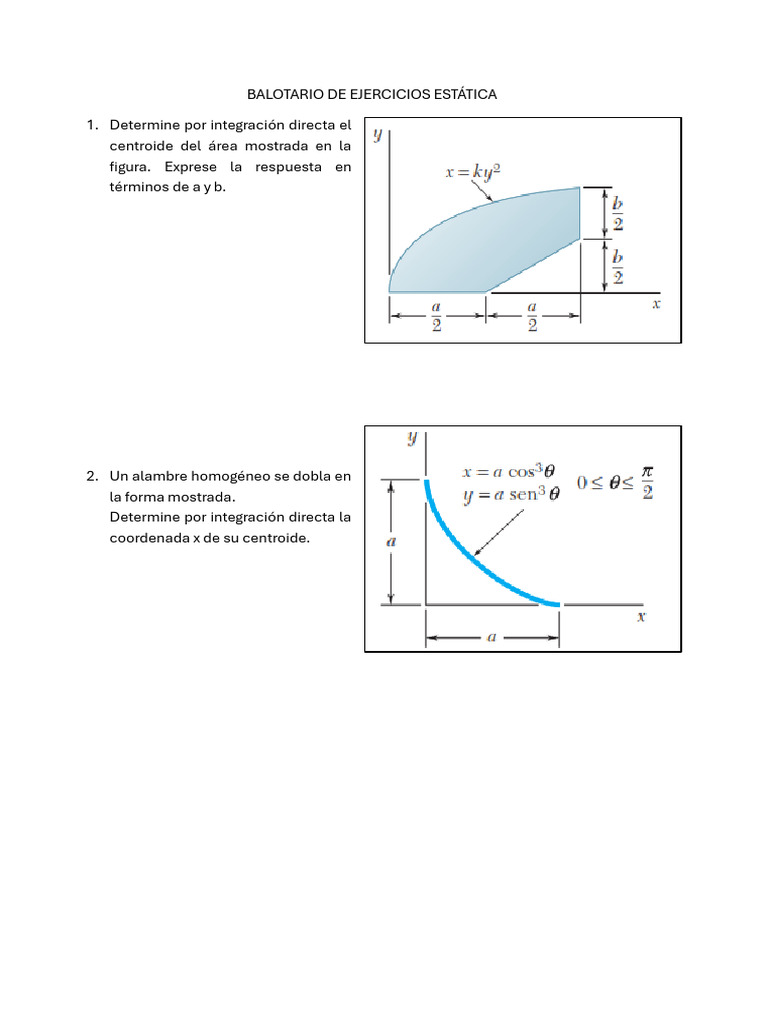 Balotario de Ejercicios Estática Final | PDF | Viga (Estructura) | Fricción