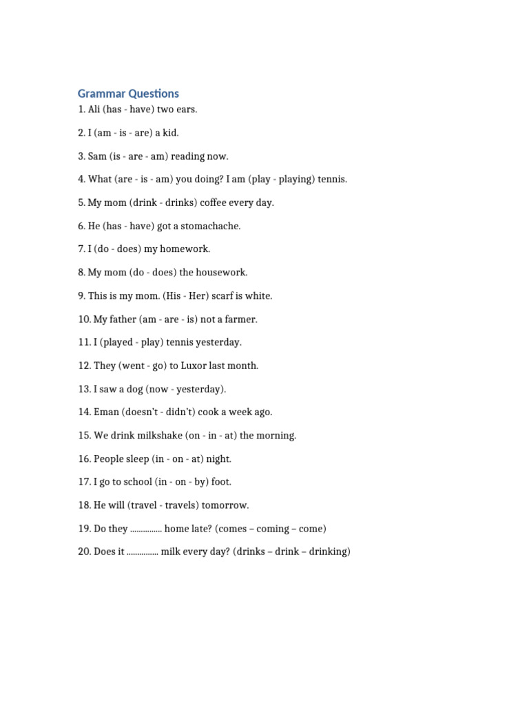 Grammar Questions | PDF