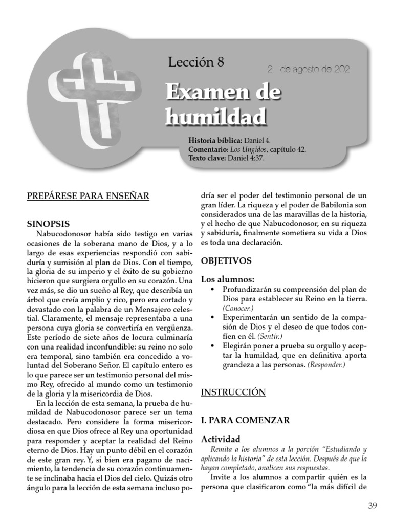 8 Lección 8 | PDF | Daniel (figura bíblica) | Nabucodonosor Ii