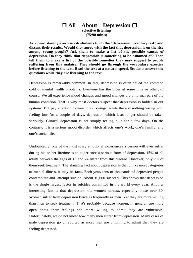 Endogenous vs. Exogenous Depression | PDF | Major Depressive Disorder ...