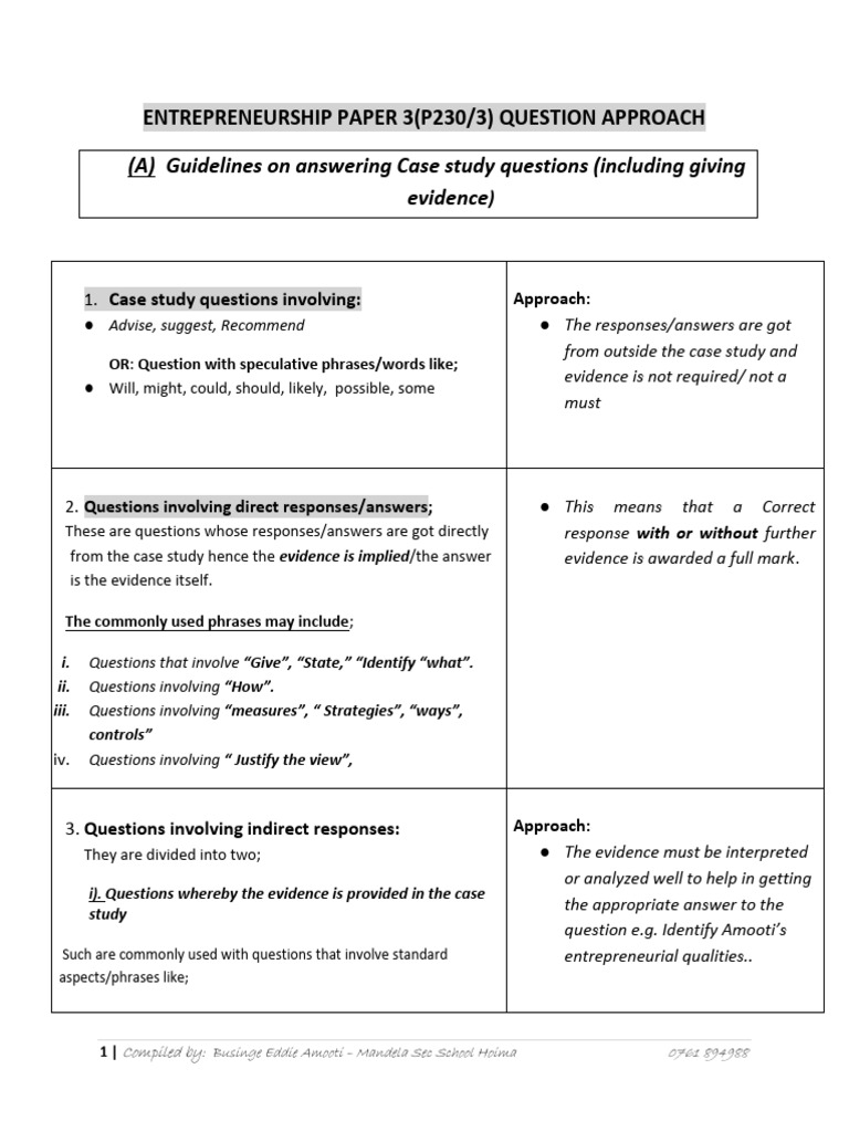 ENT 3 QUESTION APPROACH | PDF | Question | Evidence