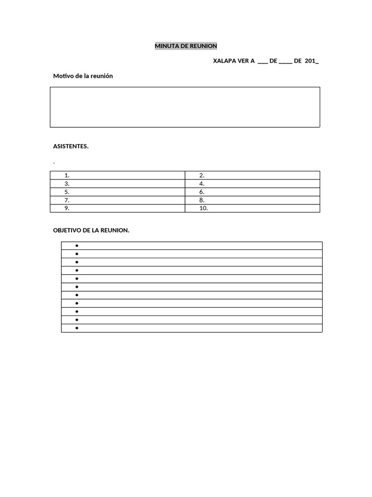 Formato de Minuta Del Dia | PDF