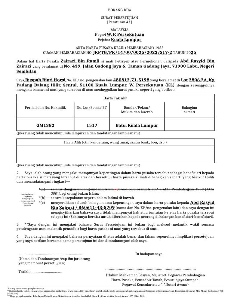 Borang Dda Versi BM - 181024 | PDF