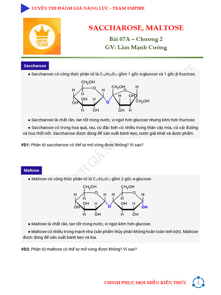 7a. Saccharose, Maltose | PDF