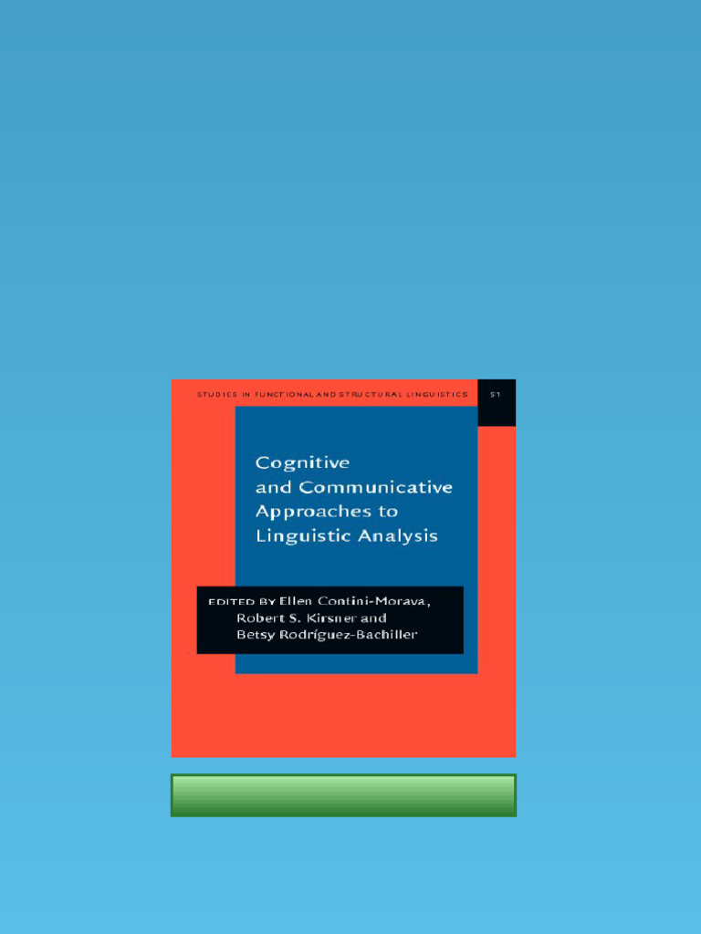 (Ebook) Cognitive and Communicative Approaches to Linguistic Analysis ...