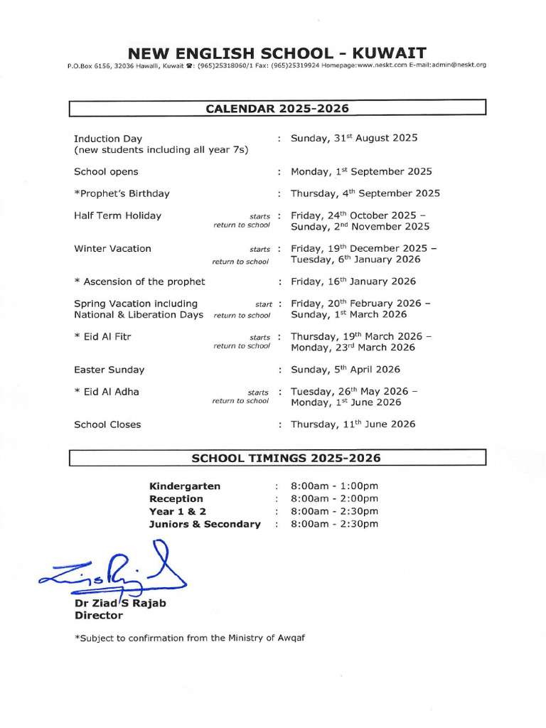 School Calendar 2025 26 Pdf