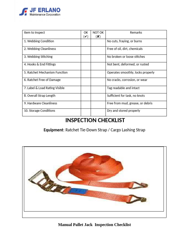 Equipment Inspection Checklist Guide | PDF | Electrical Connector ...
