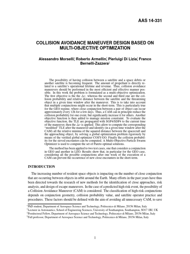 Multi-Objective Collision Avoidance Maneuvers | PDF | Mathematical ...