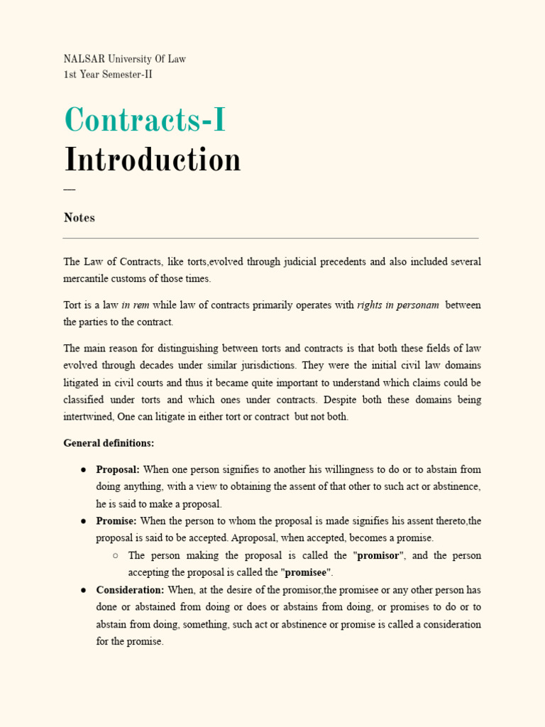 1.)Contracts introduction | PDF | Private Law | Common Law