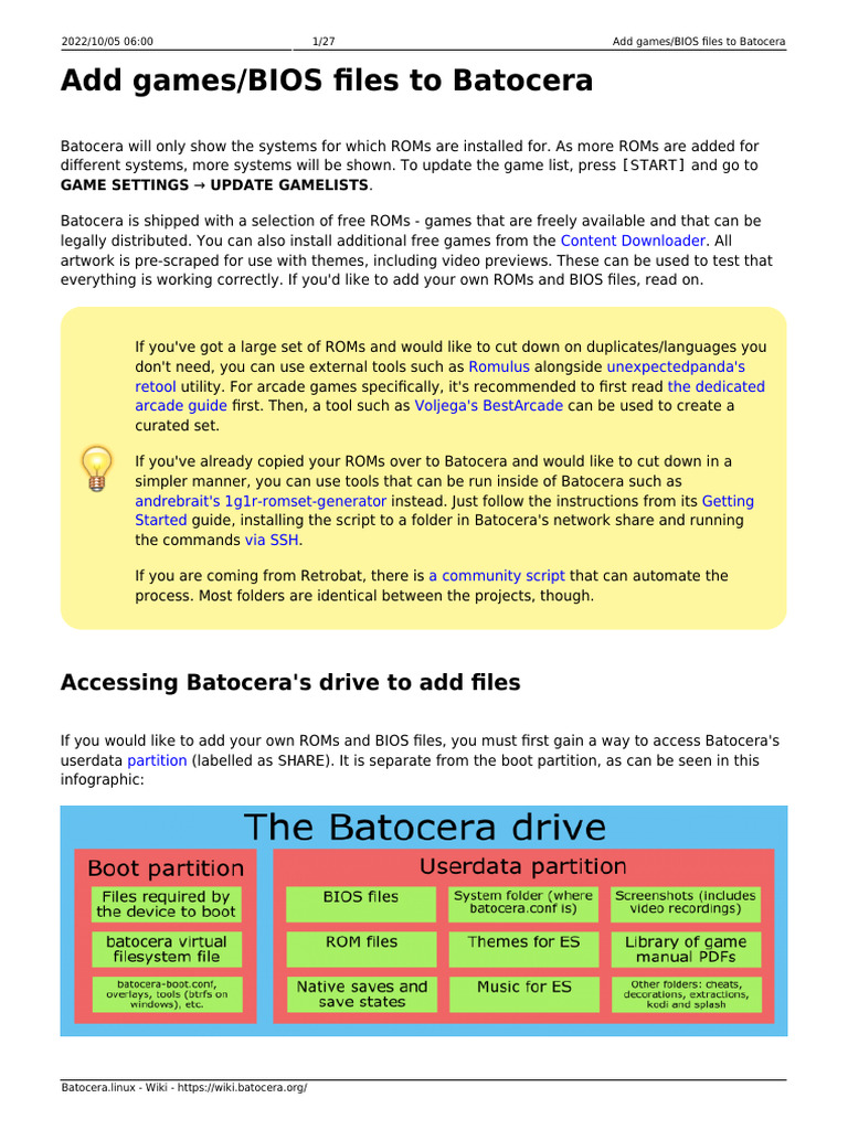 Adding BIOS and ROMs to Batocera | PDF | File System | Computing Platforms