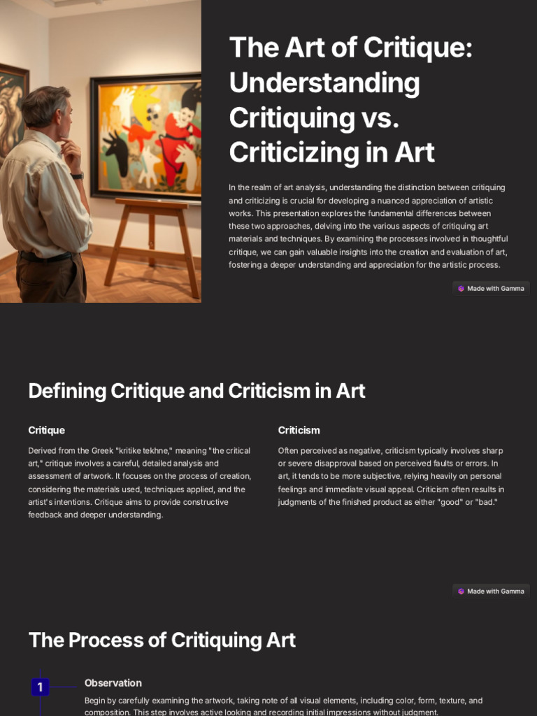 The Art of Critique Understanding Critiquing Vs Criticizing in Art ...