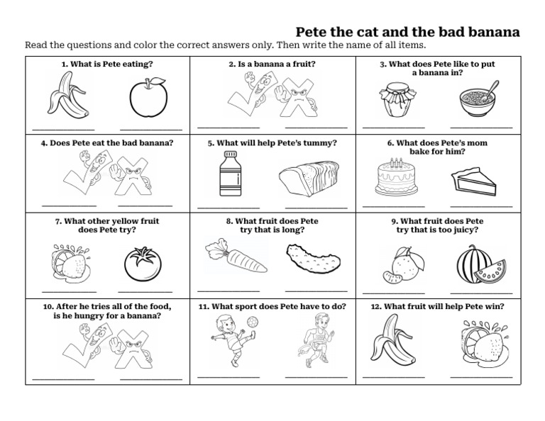 Pete the Cat: Bad Banana Activities | PDF