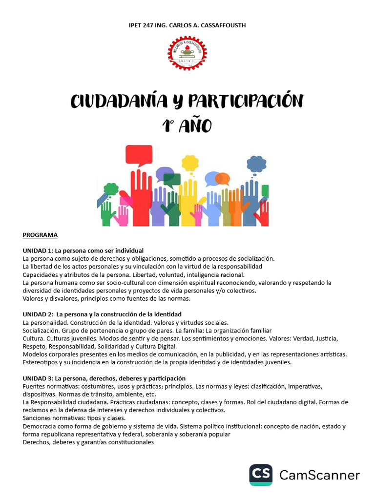 Ciudadania y Participaci-N 1er. A-O - Apunte 2025 | PDF