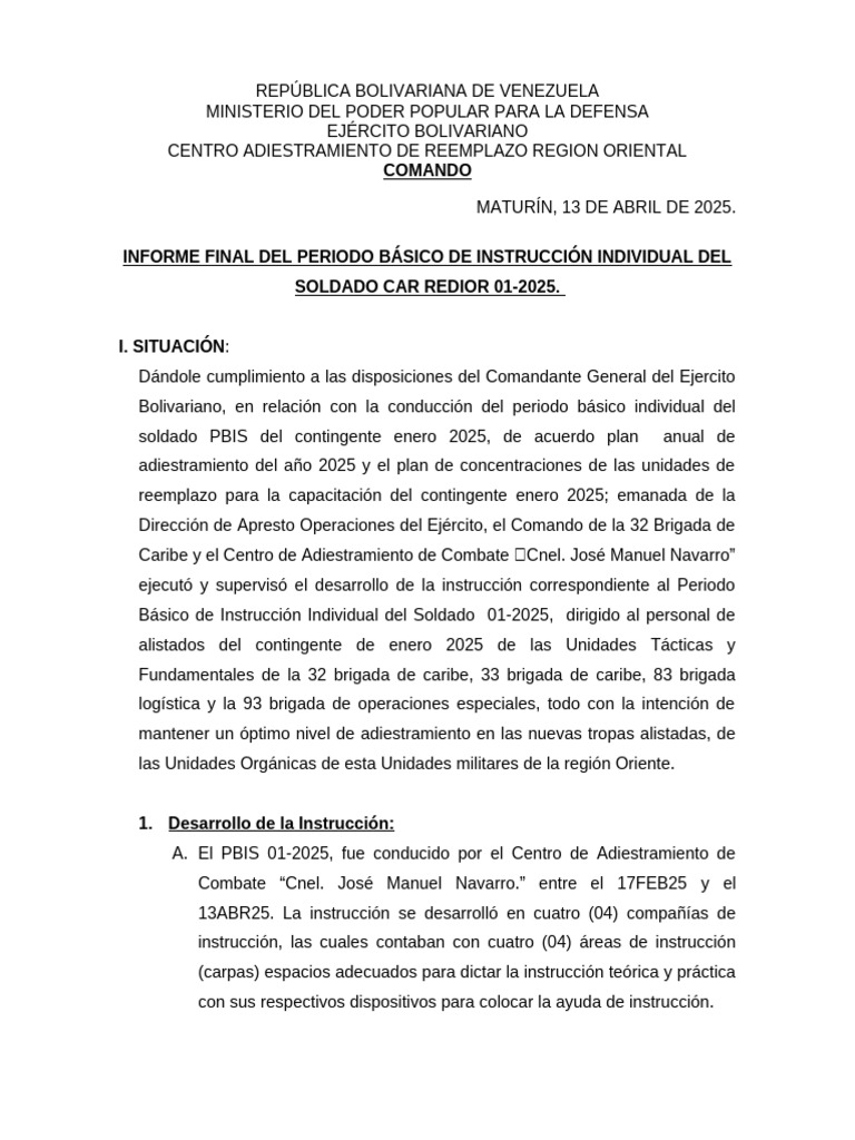 Infirme Final PBIS | PDF | Soldado | Aprendizaje