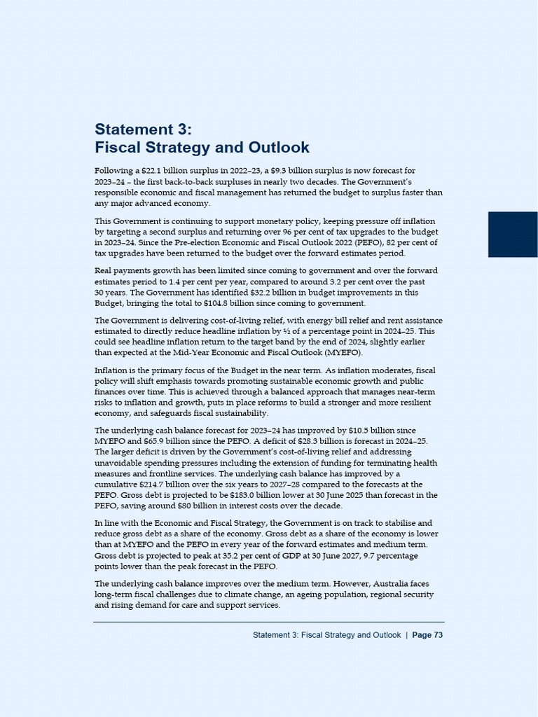 Fiscal Strategy and Outlook | PDF | Cost Of Living | Fiscal Policy