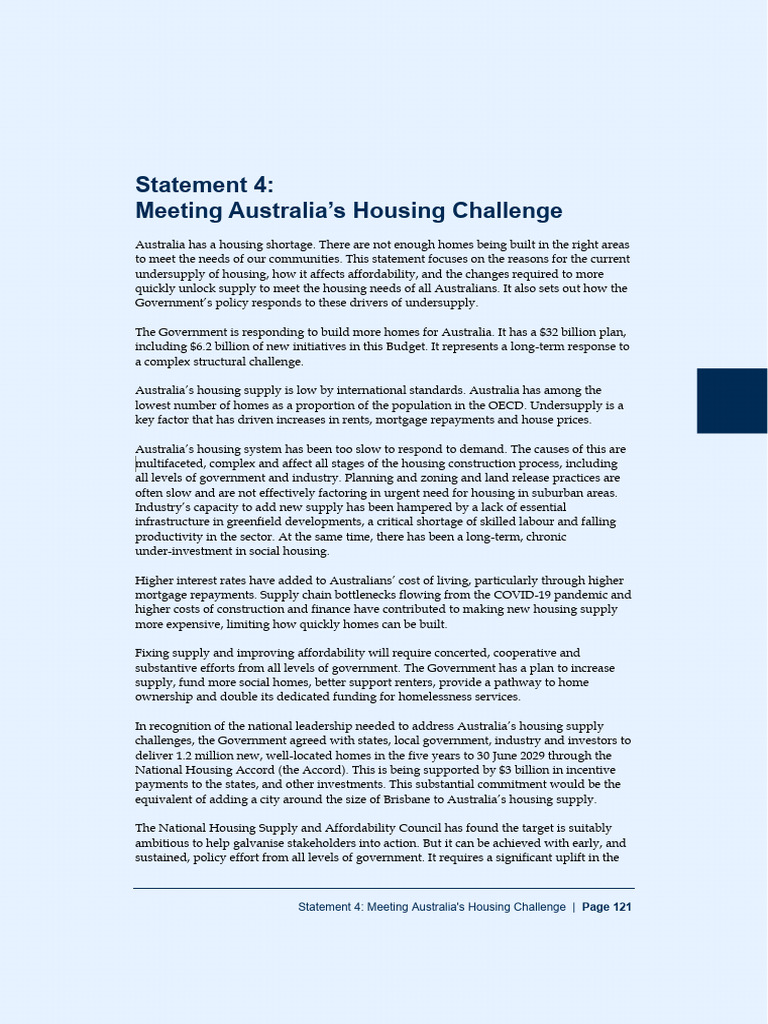 Australia’s Housing Supply Solutions | PDF | Cost Of Living ...