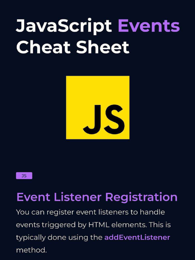10 JavaScript Events Cheat Sheet | PDF
