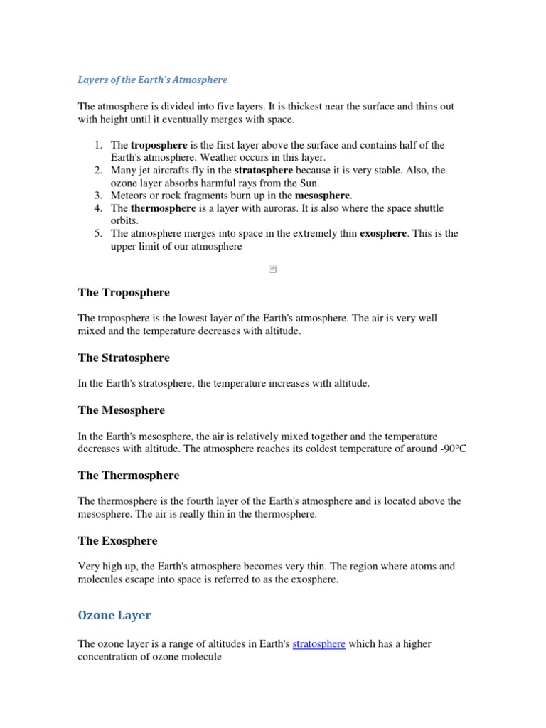 Earth's Atmospheric Layers Explained | PDF
