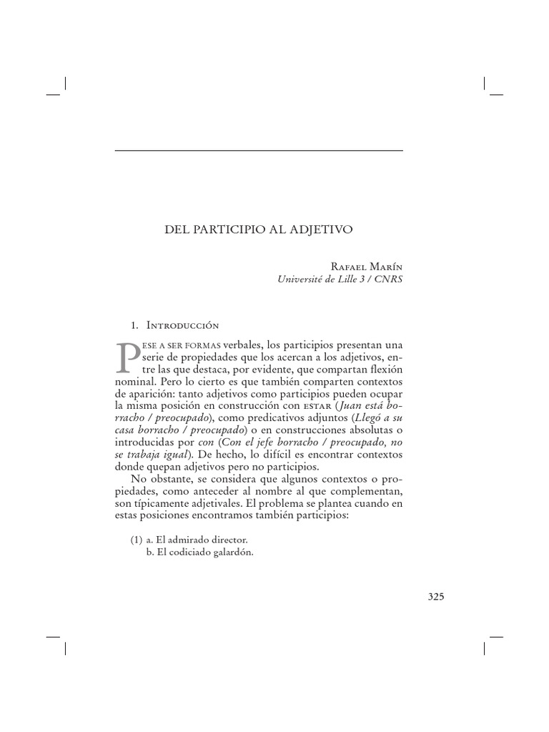 Participios y Adjetivos en Español | PDF | Verbo | Adverbio