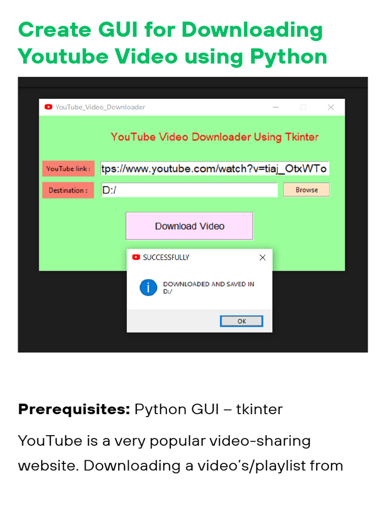 Create GUI For Downloading Youtube Video Using Python | PDF | Python ...