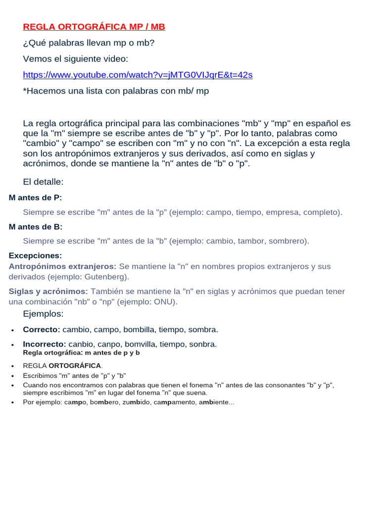 Regla Ortográfica MP | PDF
