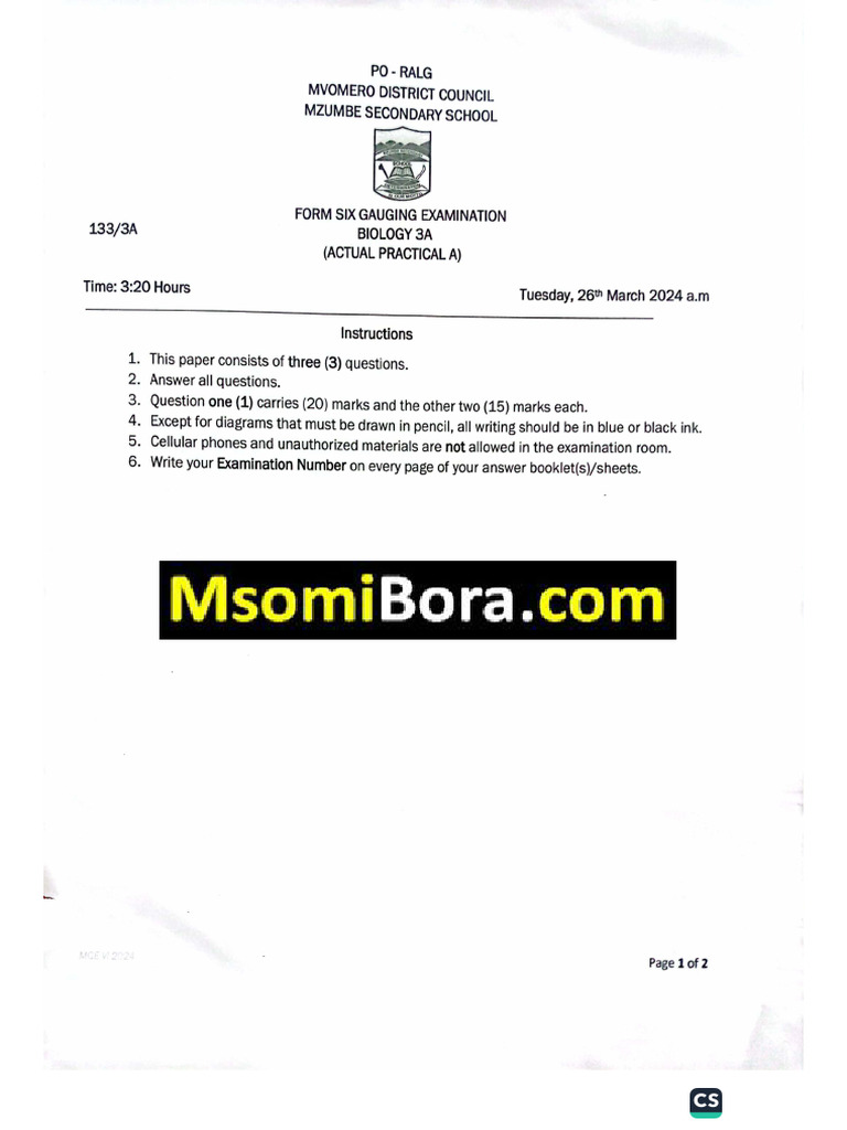 Biology 3a 2024 | PDF