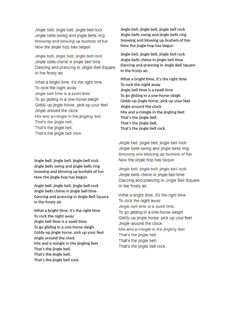 Jingle Bell Rock Lyrics and Fun | PDF