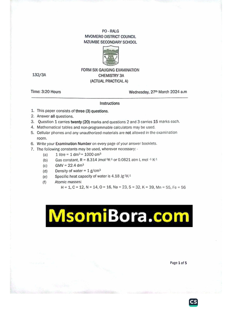 Chemistry 3a 2024 | PDF