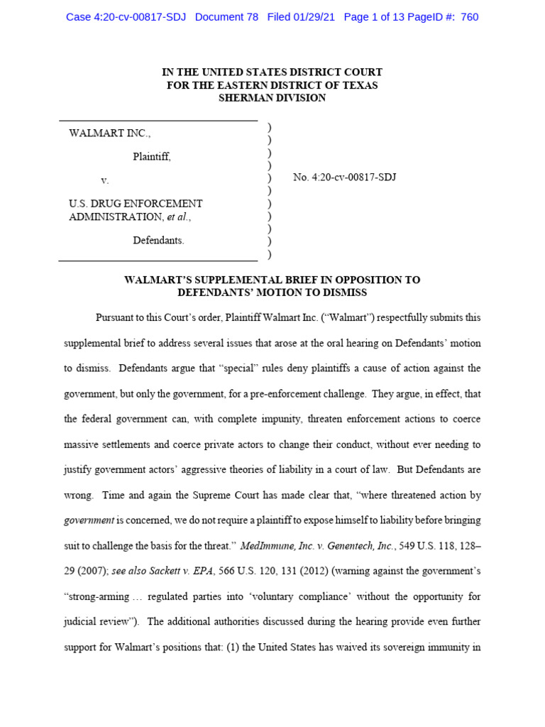 Supplemental Brief in Opposition of Motion To Dismiss | PDF | Lawsuit ...