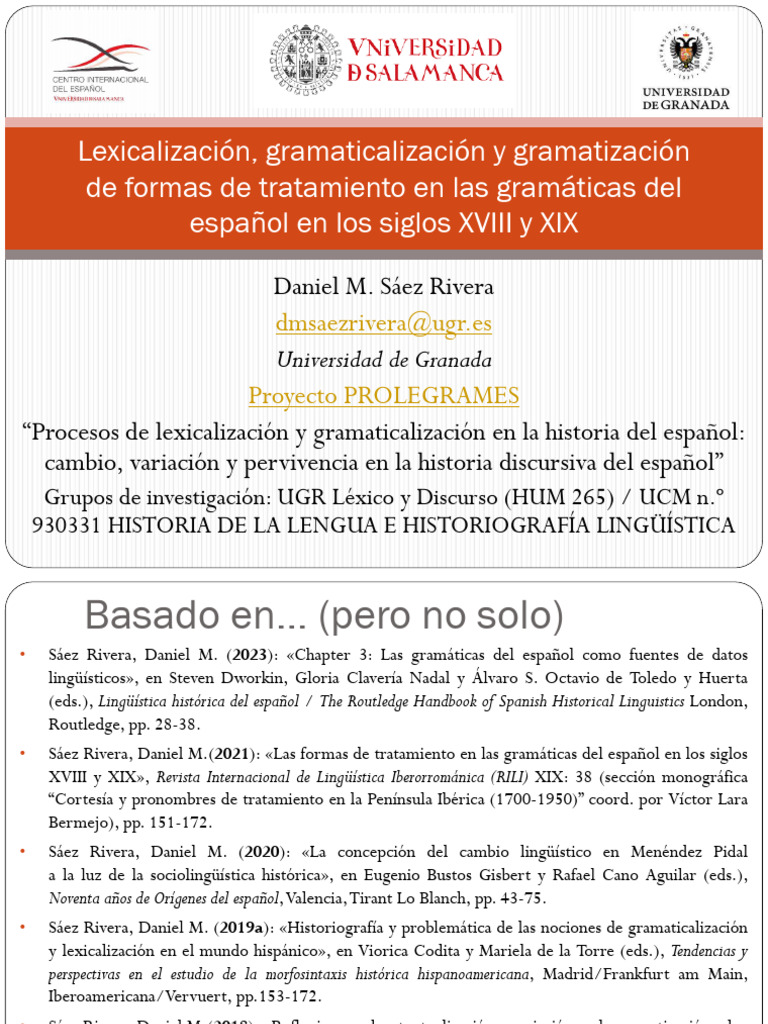 Lexicalización Gramaticalización de Formas de Tratamiento en Las ...
