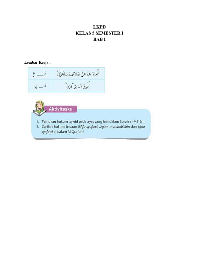 LKPD Kelas 5 Semester 1 | PDF