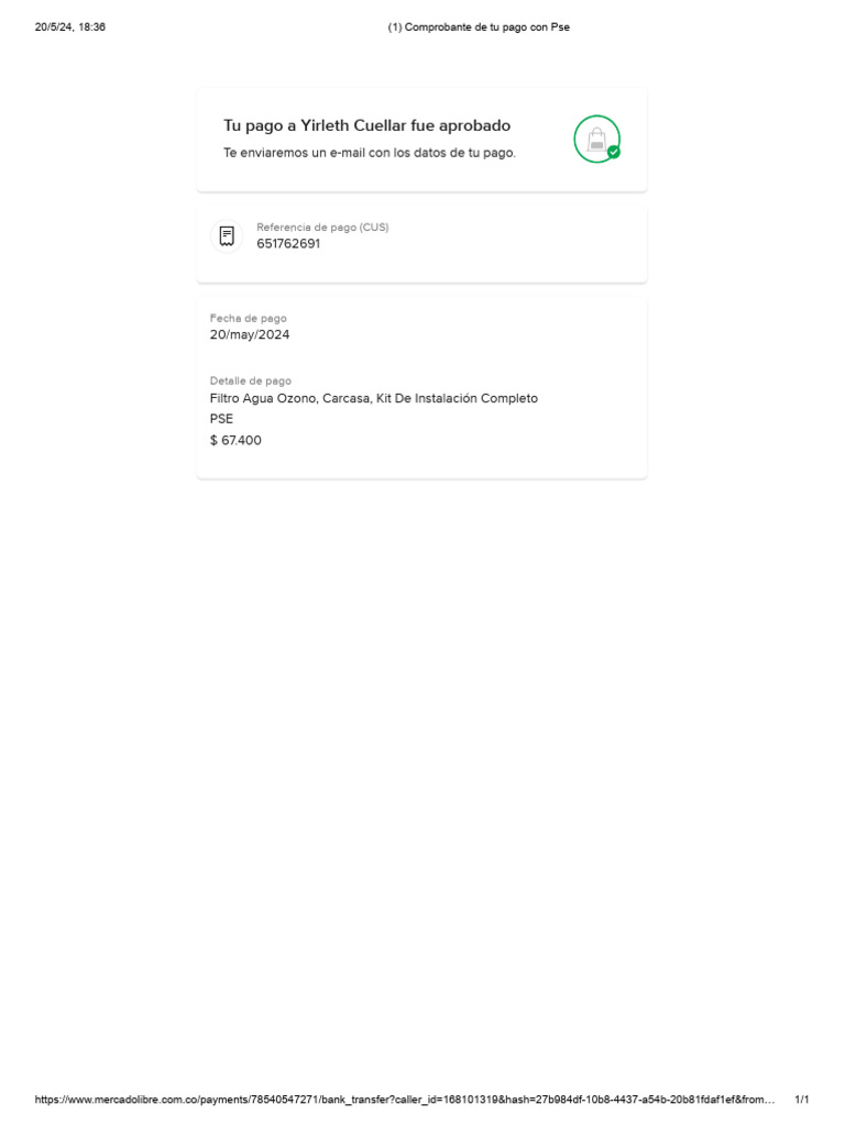Comprobante de Tu Pago Con Pse | PDF