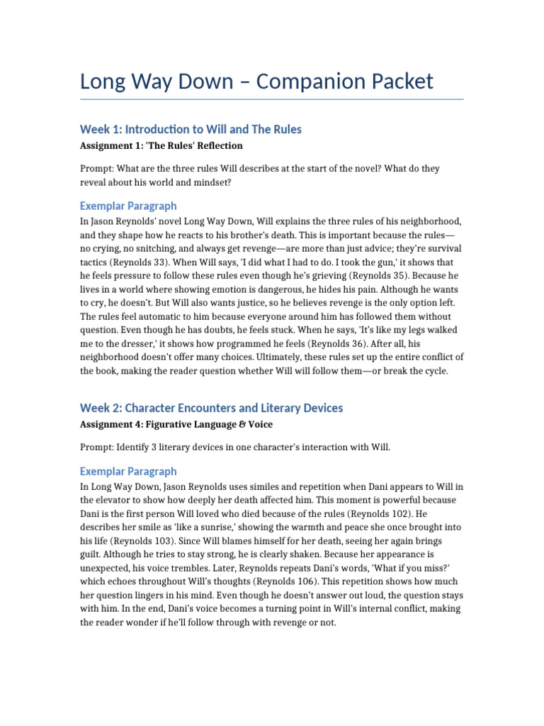 Figurative Language in Long Way Down | PDF
