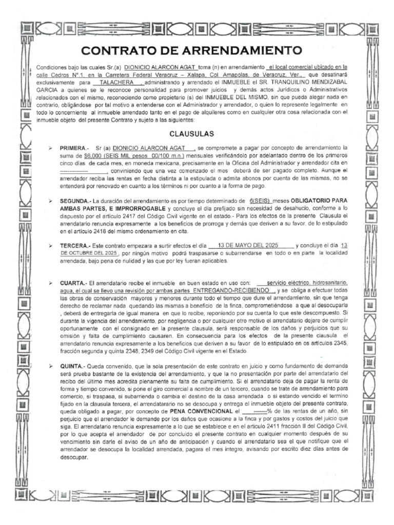 Contrato SR Tranquilino | PDF