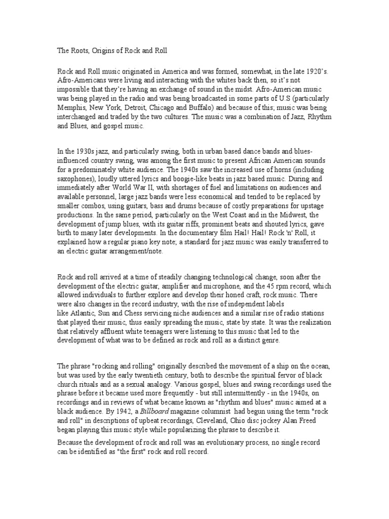 The Roots, Origins of Rock and Roll | PDF | Rock And Roll | American ...