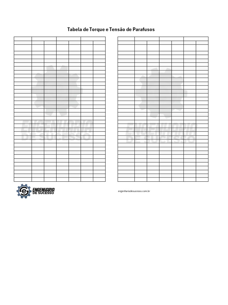 Tabela de Torque e Tensão de Parafusos | PDF | Torque | International ...