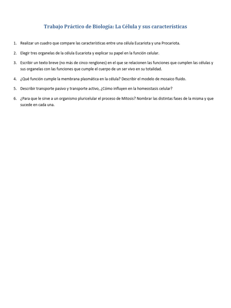 Trabajo Práctico de Biología | PDF