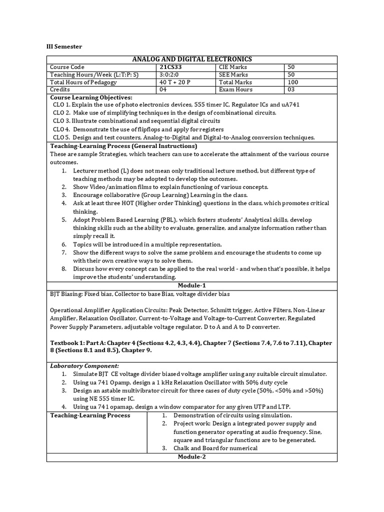 21CS33 Ade | PDF | Analog To Digital Converter | Logic Gate