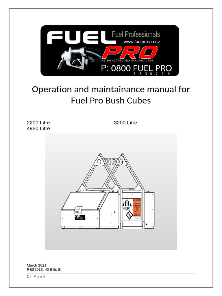 Operation and Maintainance Manual For Fuel Pro Bush Cubes | PDF ...